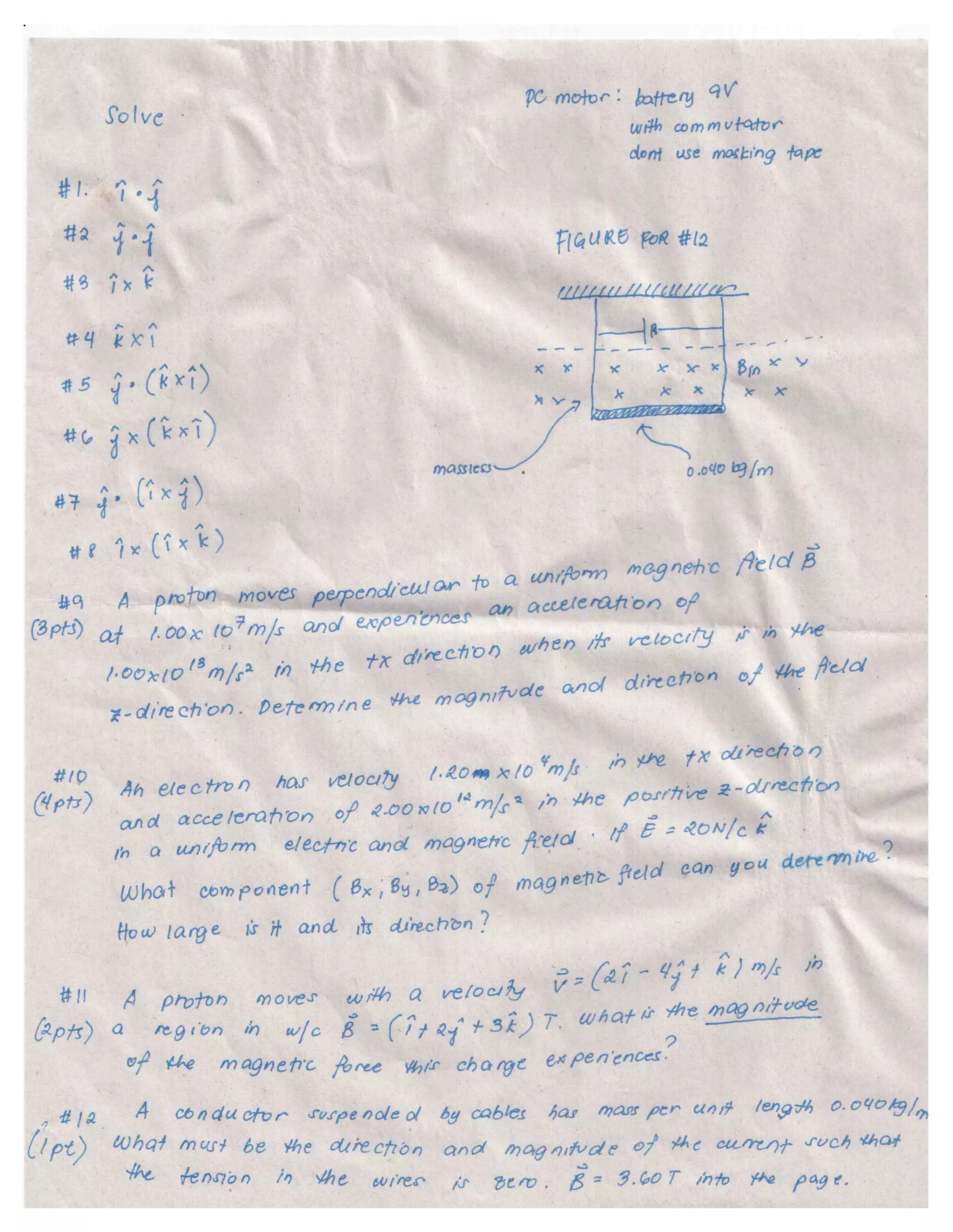 Phy3 - Q2 Problem Set 01 - Vectors and Magnetic Field Force | PDF