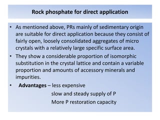 Increasing efficiency of ROCK PHOSPHATE on problematic soils | PPTX