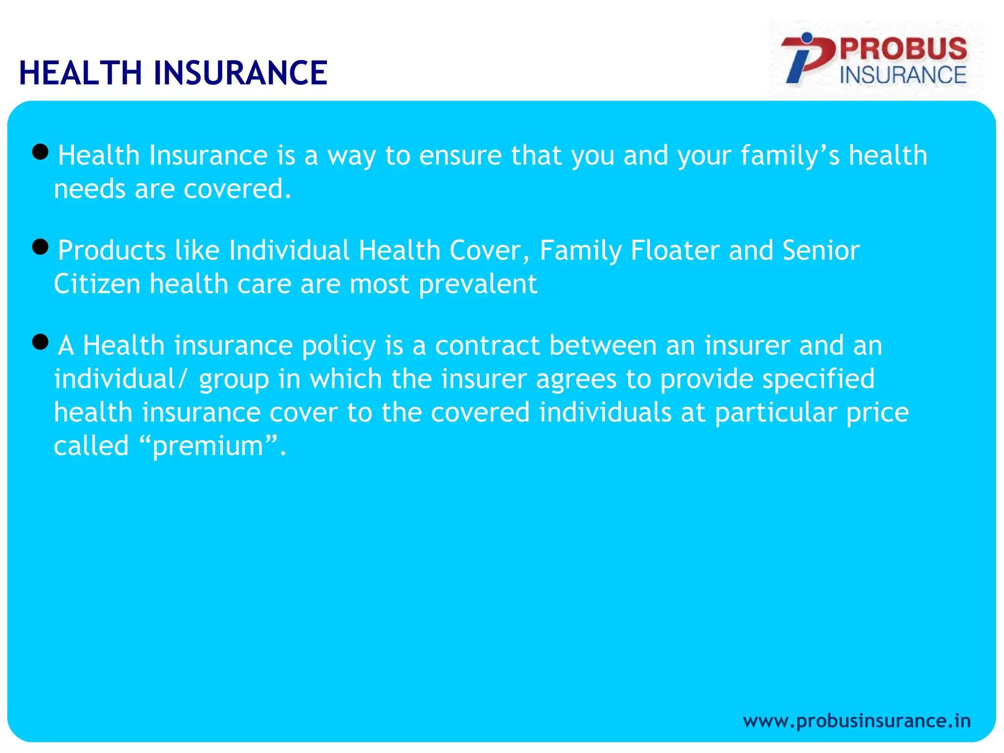 Health insurance- insurance products-individual and family floater | PPT