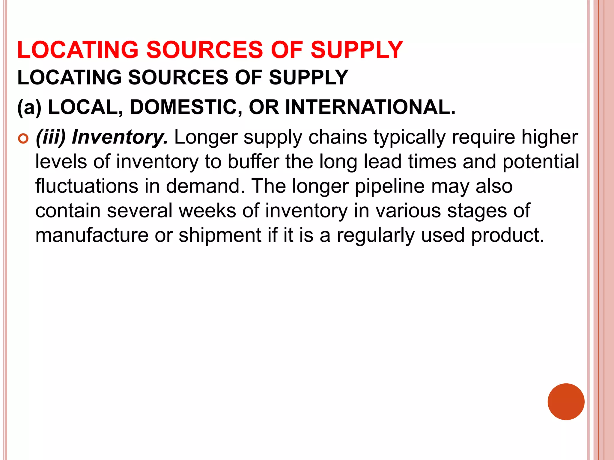 locating and developing sources of supply & types of competition. | PPT