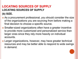 locating and developing sources of supply & types of competition. | PPTX