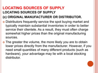 locating and developing sources of supply & types of competition. | PPTX