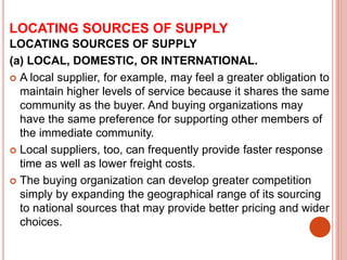 locating and developing sources of supply & types of competition. | PPT