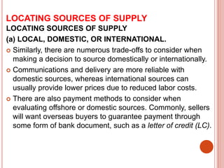 locating and developing sources of supply & types of competition. | PPT