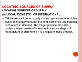 locating and developing sources of supply & types of competition. | PPTX