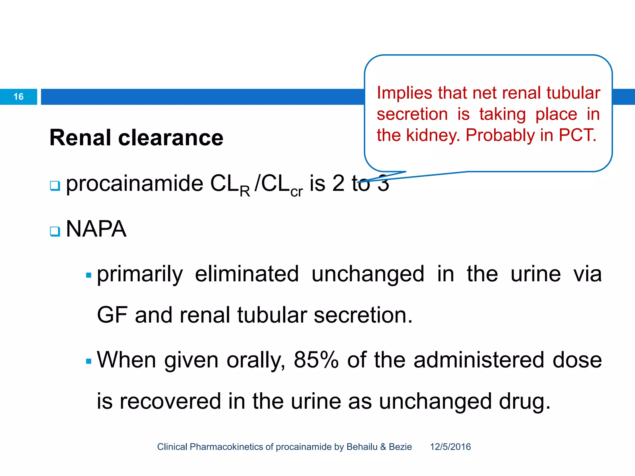clinical pharmacokinetics of Procainamide | PPTX