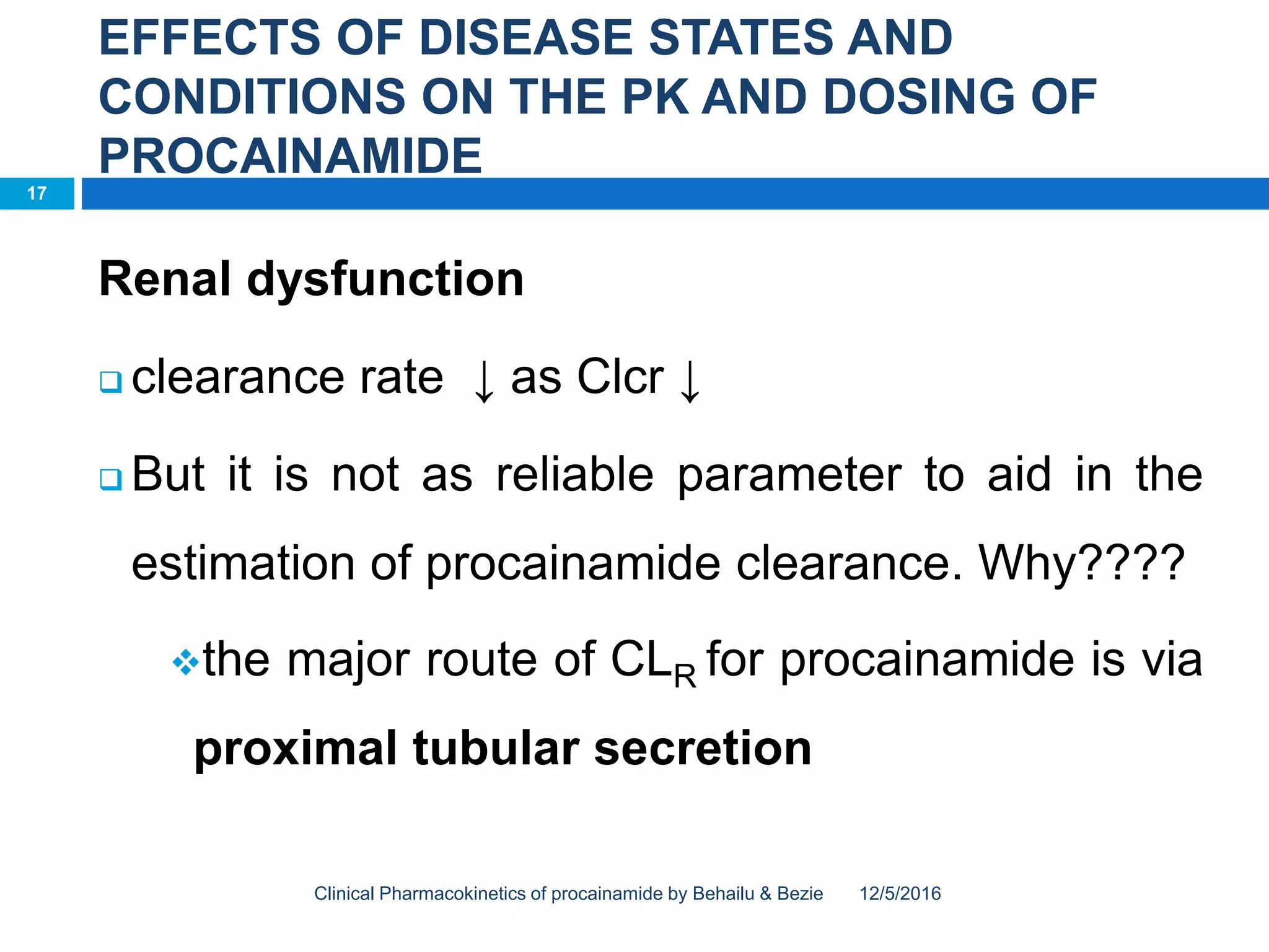 clinical pharmacokinetics of Procainamide | PPTX