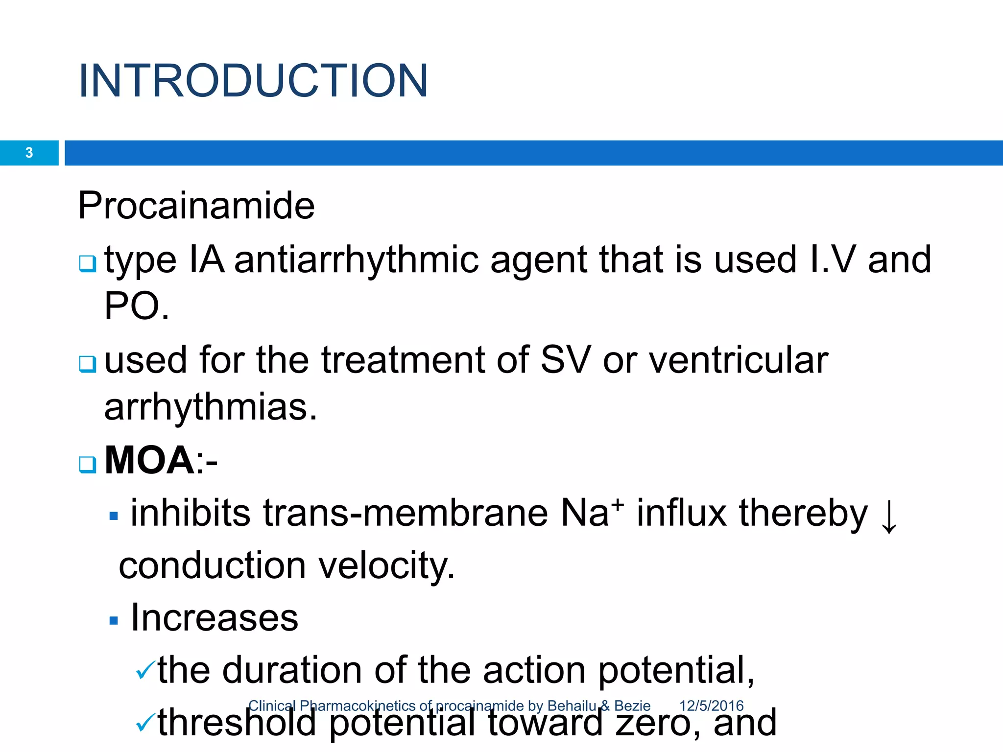 clinical pharmacokinetics of Procainamide | PPTX