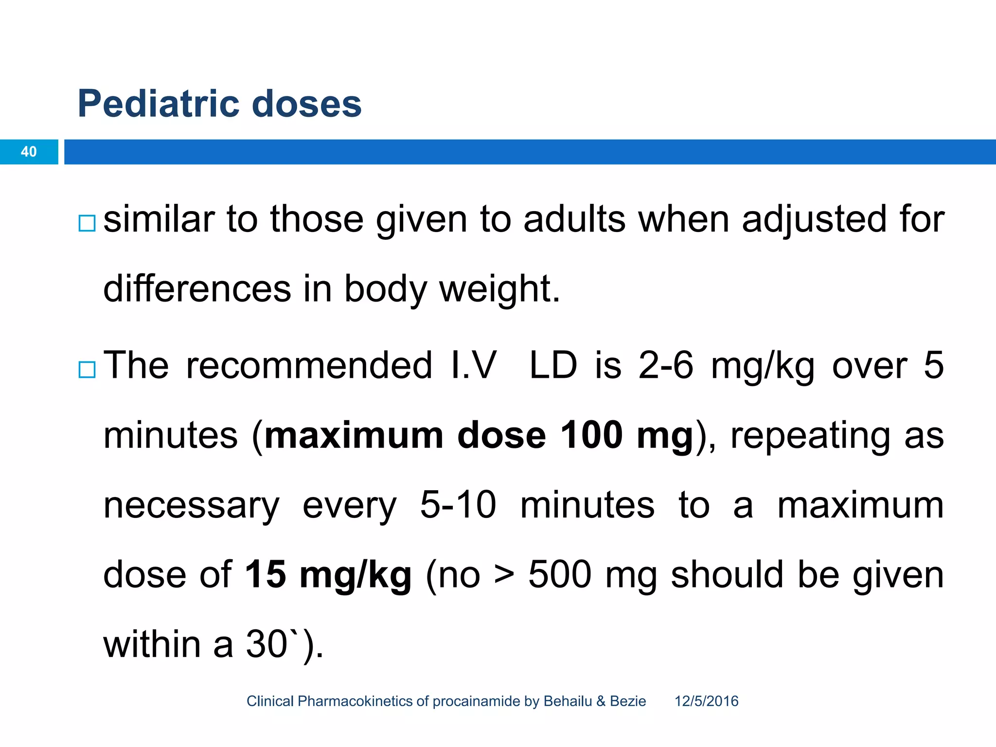 clinical pharmacokinetics of Procainamide | PPTX