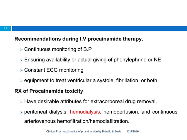 clinical pharmacokinetics of Procainamide | PPTX | Endocrine and ...
