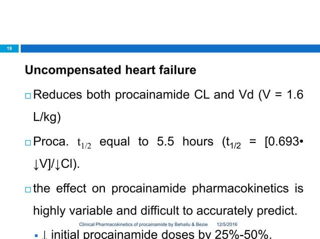 clinical pharmacokinetics of Procainamide | PPTX | Endocrine and ...