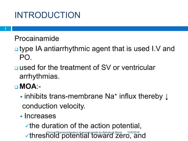 clinical pharmacokinetics of Procainamide | PPTX | Endocrine and ...