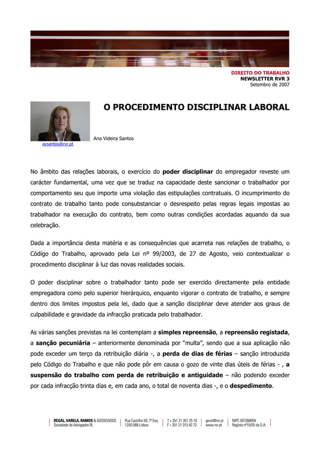 PROCEDIMENTO DISCIPLINAR LABORAL | PDF
