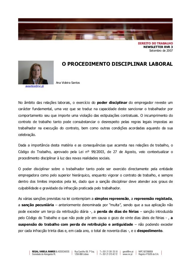 PROCEDIMENTO DISCIPLINAR LABORAL
