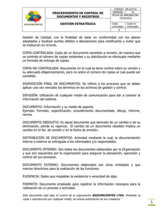 Procedimiento de control de documentos | PDF
