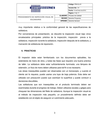 Procedimiento de inspeccion visual de soldadura | PDF