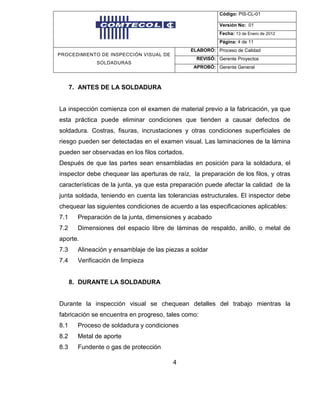 Procedimiento de inspeccion visual de soldadura | PDF