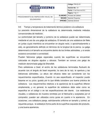Procedimiento de inspeccion visual de soldadura | PDF