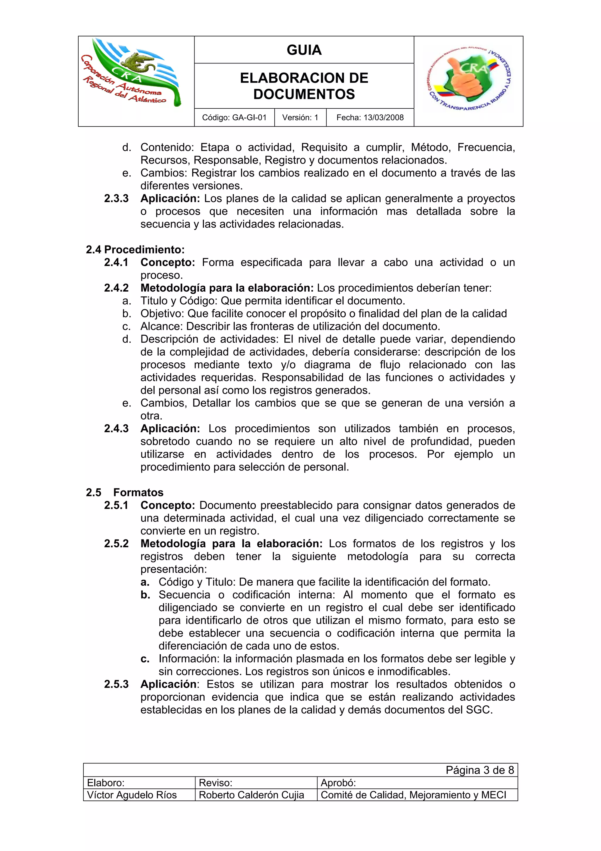 Procedimiento para la elaboracion de documentos | PDF