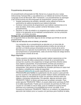 Procedimientos almacenados..mañana | PDF