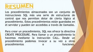 Procedimientos almacenados | PPTX | Databases | Computer Software and ...