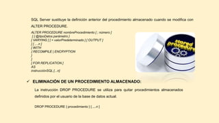 PROCEDIMIENTOS ALMACENADOS | PPTX