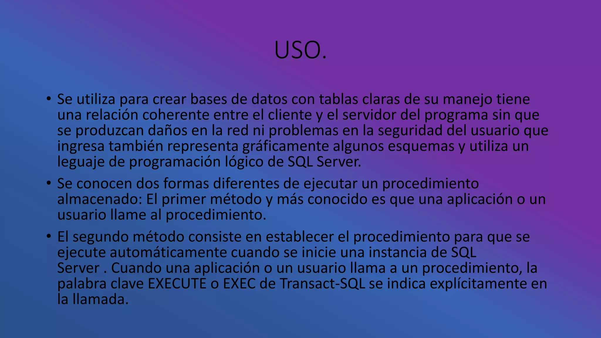 Procedimientos de almacenados sql server | PPTX