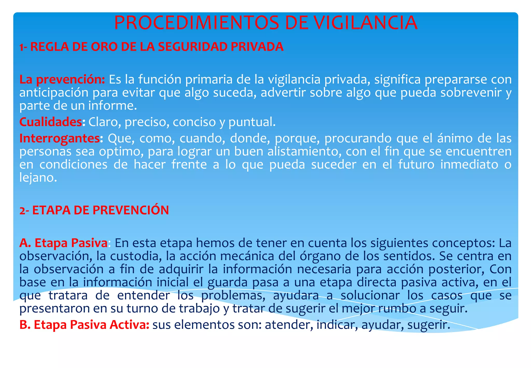 Procedimientos de vigilancia | PPTX