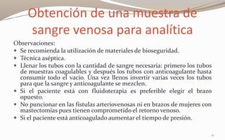 Procedimientos para venopunción | PPTX