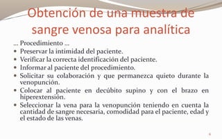 Procedimientos para venopunción | PPTX
