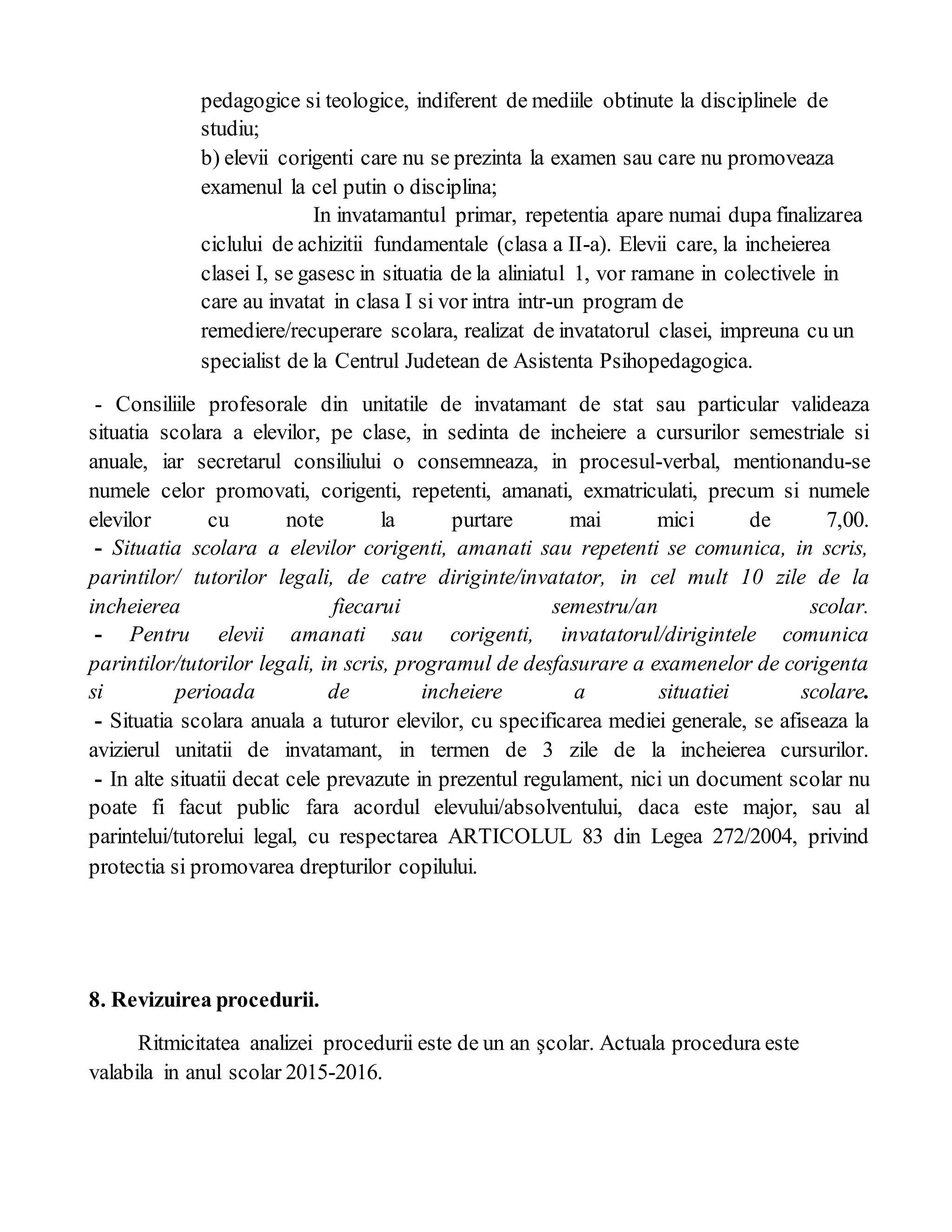 Procedura ev elevi | PDF