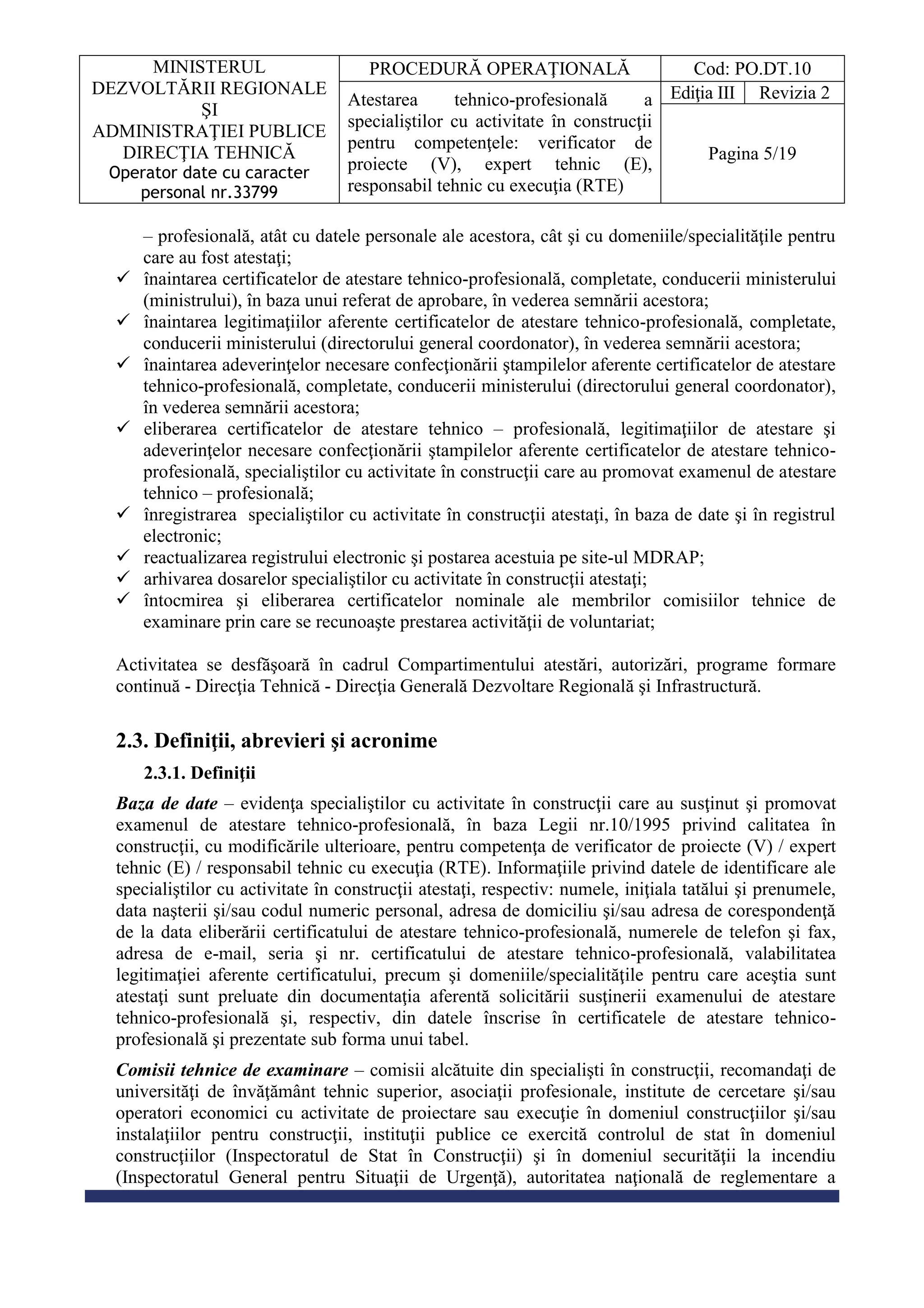 Procedura examen verificatori mlpat | PDF