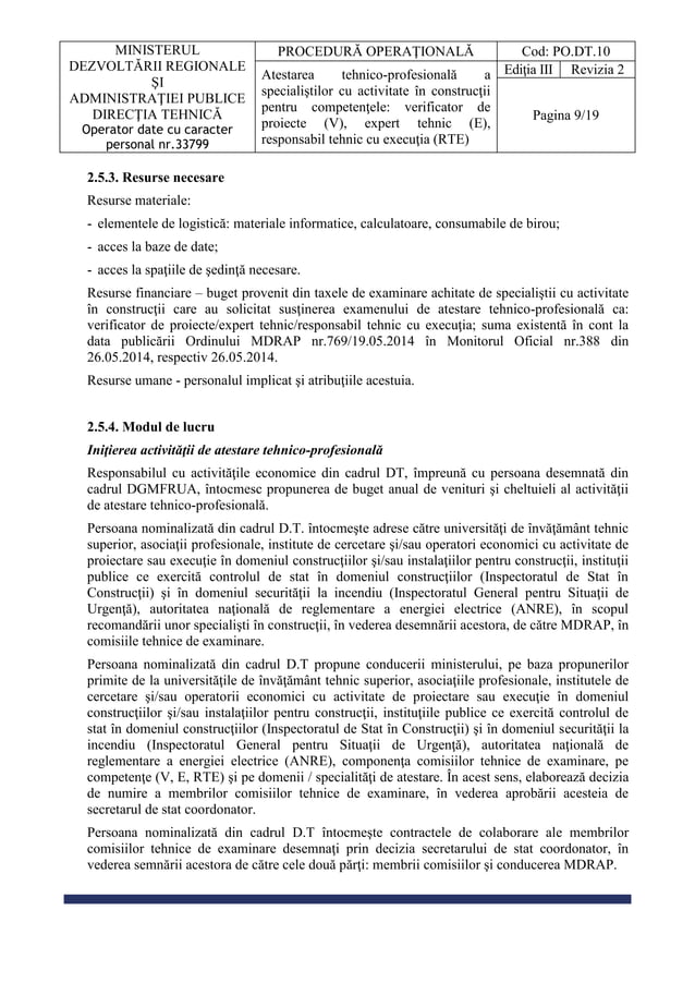 Procedura examen verificatori mlpat | PDF