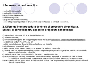 Procedura insolventei | PPT
