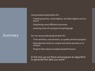 Procedural Generation at its Elegance (Software Development) | PPTX