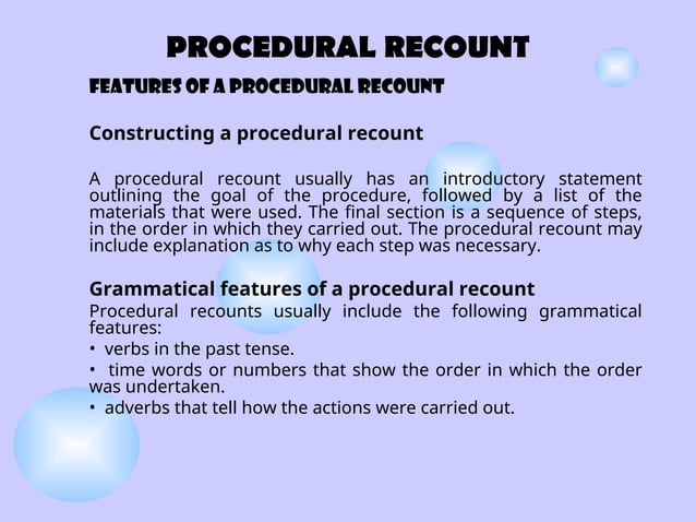 PROCEDURAL RECOUNT FOR JUNIOR HIGH SCHOOL GRADE | PPT