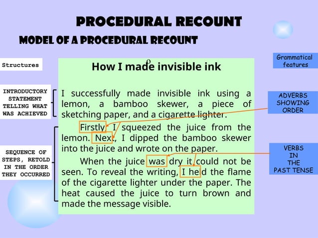 PROCEDURAL RECOUNT FOR JUNIOR HIGH SCHOOL GRADE | PPT