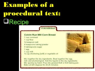 Features of a Procedural Text | PPT