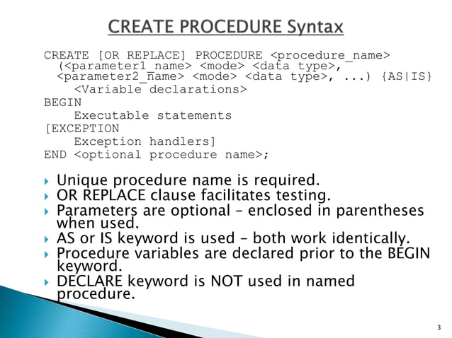 pl/sql Procedure | PPTX
