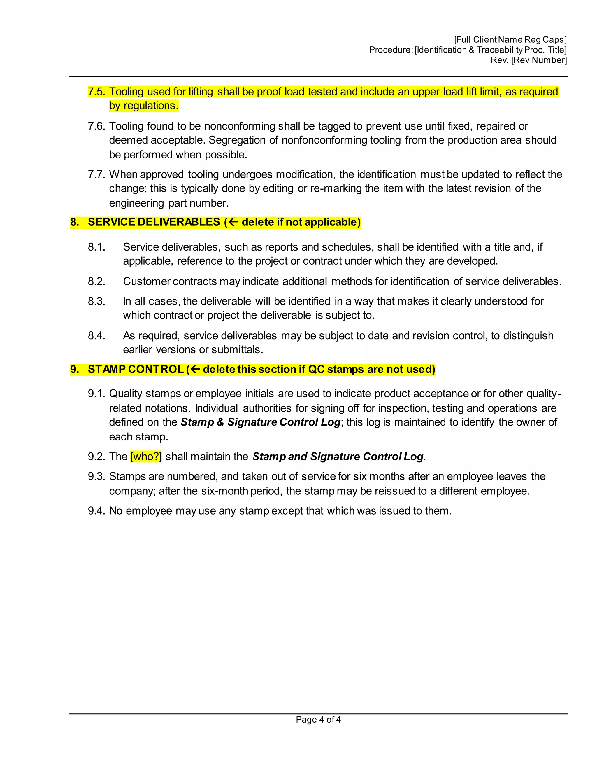 Procedure identification and traceability | DOCX