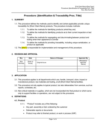 Procedure identification and traceability | DOCX