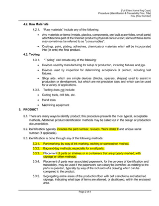 Procedure identification and traceability | DOCX