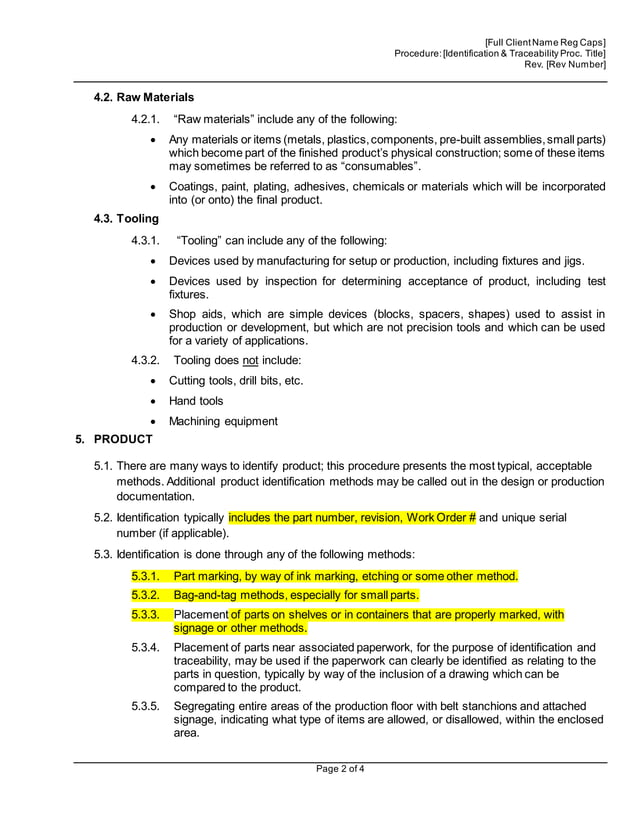 Procedure identification and traceability | PDF | Free Download