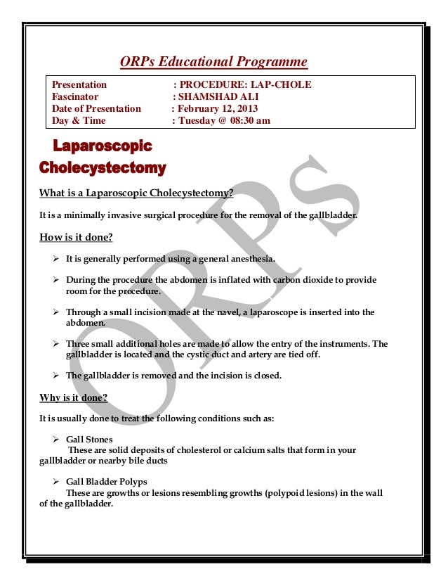 Procedure lap-chole shamshad ali Procedure lap-chole shamshad ali
