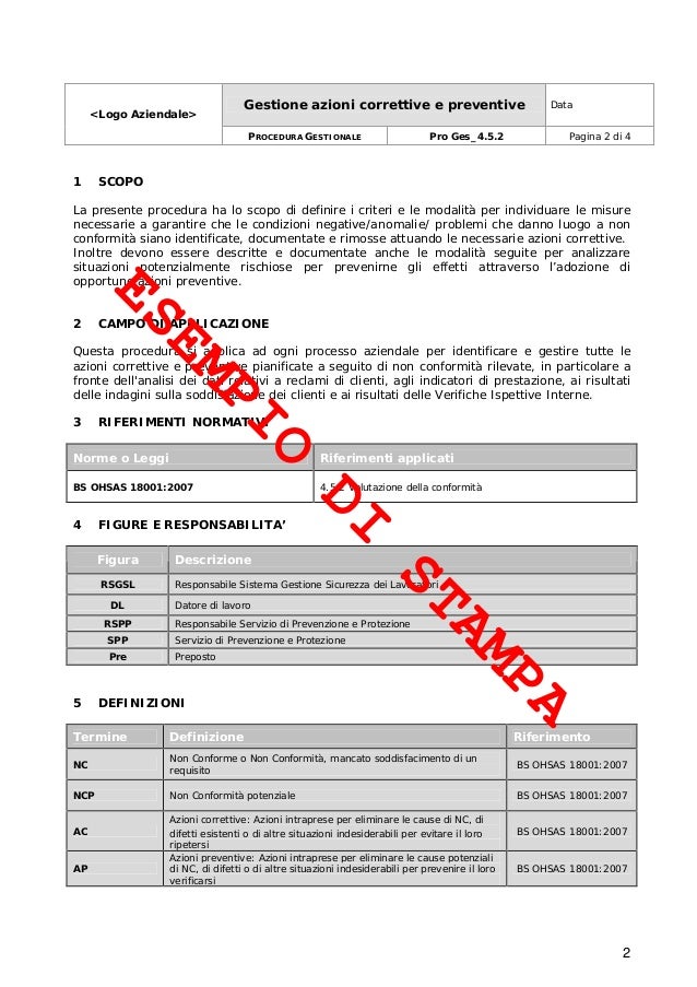 Procedure18001 esempio