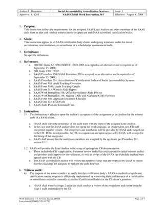 Procedure 314, august.2008, witness audit instructions | PDF