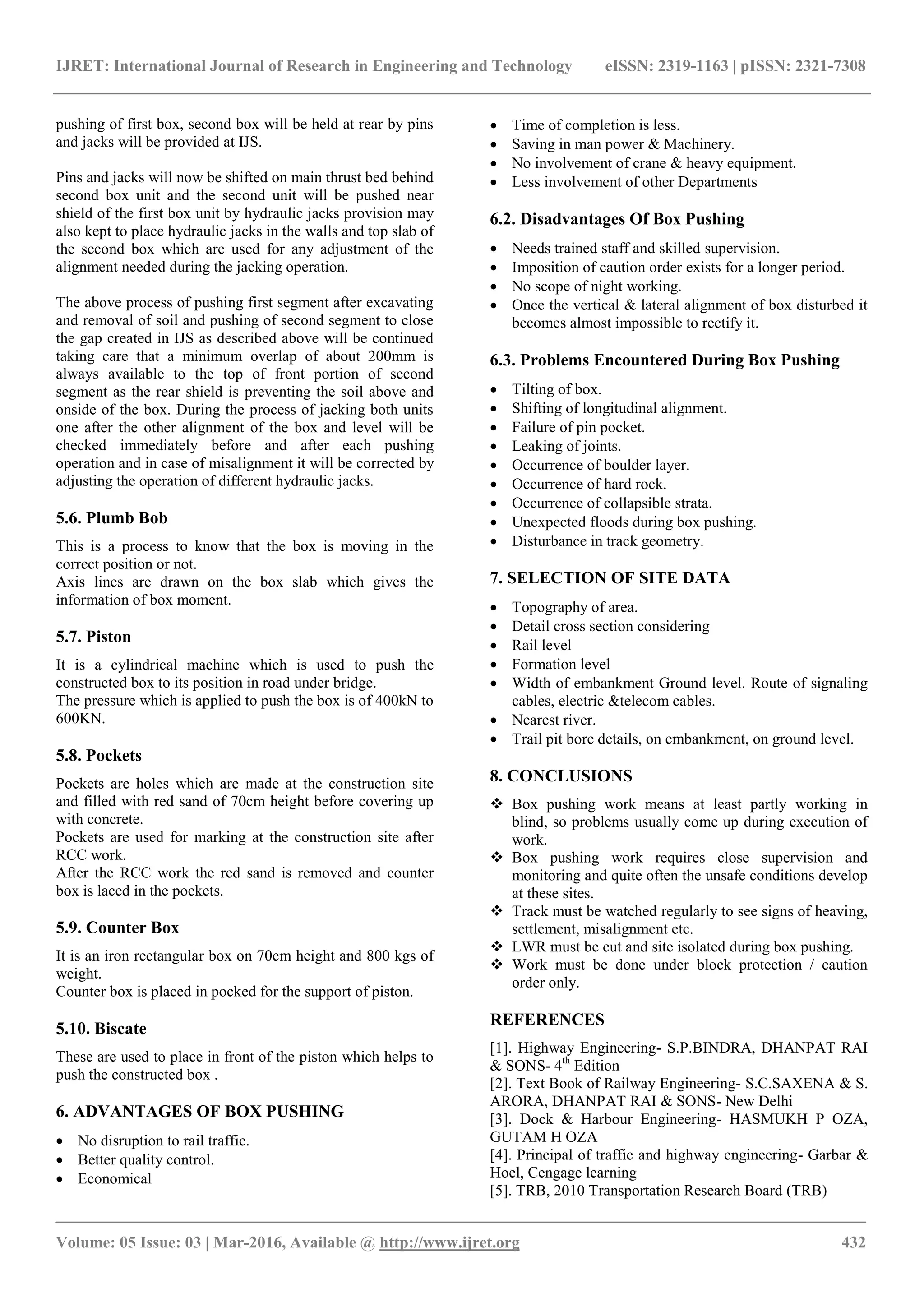 Procedure and construction of road under bridge by box pushing method | PDF