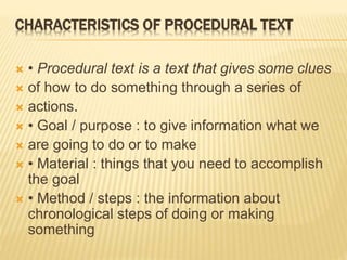 procedure Procedure Texts , tips, manuals and recipes.pptx | Free Download