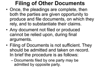 Procedure before civil court in India and the roles of each officials.pptx