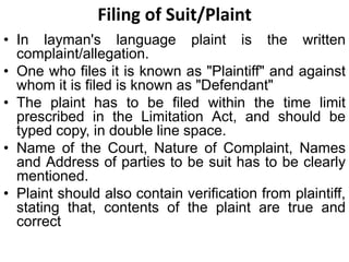 Procedure before civil court in India and the roles of each officials.pptx